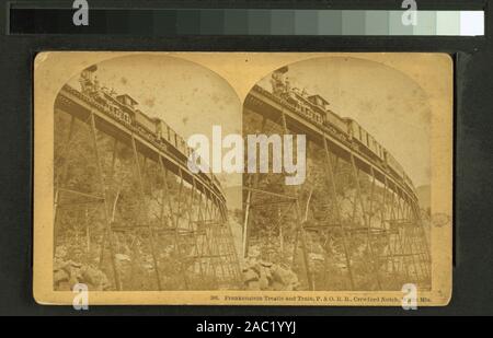 Frankenstein Trestle and Train, P. & O.R.R., Crawford Notch, by Kilburn ...