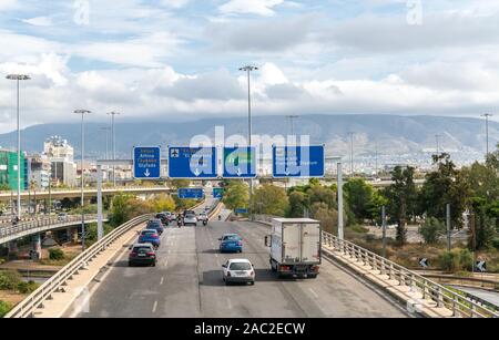 Athens Greece Road Signs on Motorway near Airport Stock Photo - Alamy