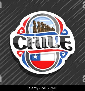 Vector logo for Chile country, fridge magnet with chilean state flag ...