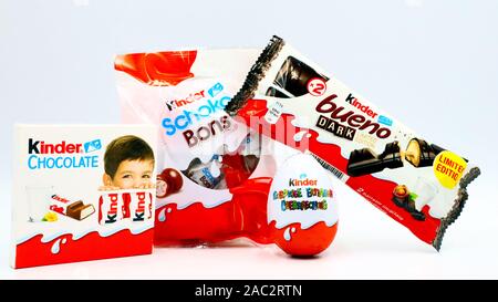 Kinder Schoko-Bons Chocolate with Kinderino Eggman Mascot. Kinder is a ...
