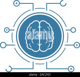 Artificial neural net icon set in line style. Computer deep learning, ai symbols. Vector ...