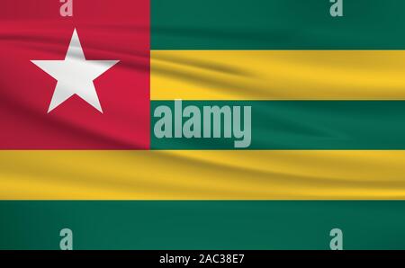 Togo official national waving flag, african country, vector ...