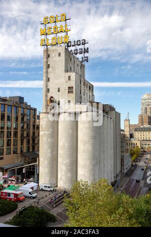 VIEW OF MILL CITY MUSEUM AND MILL RUINS PARK THROUGH STONE ARCH BRIDGE ...