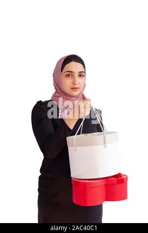 Surprise Gift. Romantic Muslim Woman Covering Her Husband's Eyes And ...