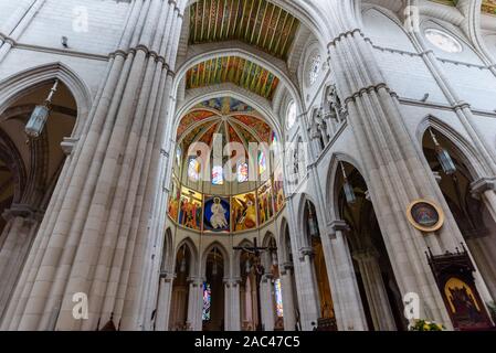 Interior of Almudena Cathedral is Catholic cathedral in Madrid, Spain ...