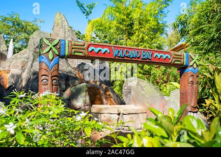 Volcano Bay Sign Entrance, Exterior People Walking to Water Park ...