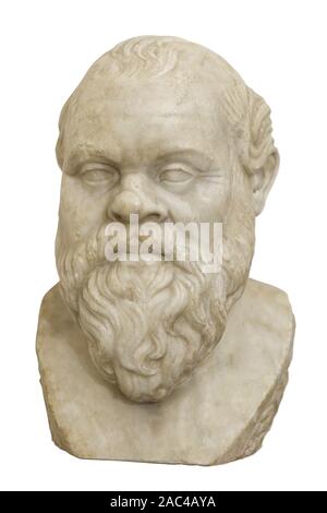 Socrates. Ancient marble statue head of the greek philosopher. Man bust ...