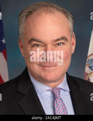 United States Senator Tim Kaine, Democrat of Virginia, listens to ...