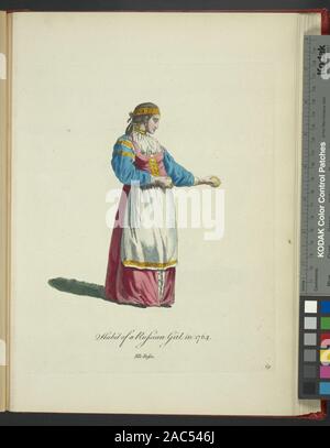 Habit of a Russian girl in 1764. Fille Russe Stock Photo - Alamy