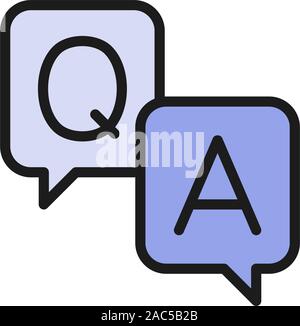 Question and answer icon in flat style. Dialog speech bubble vector ...