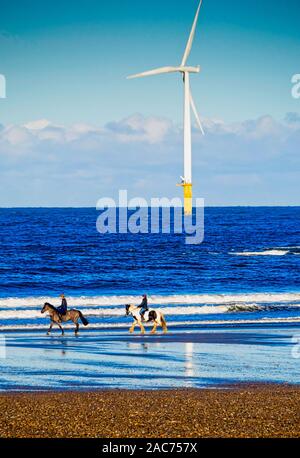 Horse Riders on the Beach, Coatham Sands, Redcar, Cleveland Stock Photo ...