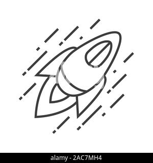 Mono line illustration of a space shuttle cruising in space passing ...