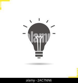Good idea icon. Drop shadow eureka silhouette symbol. Human brain ...