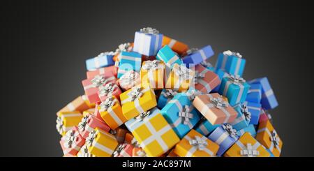 Infinite gift boxes, Christmas and party theme, original 3d rendering ...