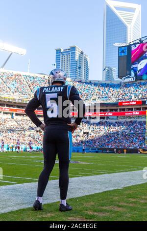 Carolina Panthers punter Michael Palardy (5) punts the ball against the ...
