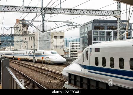 Blue Shinkansen Bullet Train at the platform of Tokyo Station, Japan ...