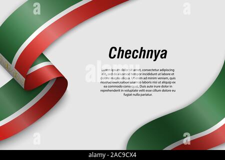 Frame and border of ribbon with Chechen flag, template elements for ...