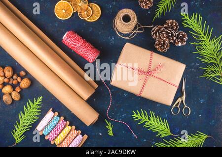 Round shape made from powdered icing sugar for baking on a blue table ...