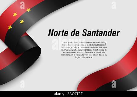 Waving ribbon or banner with flag of Santander. Department of Colombia ...