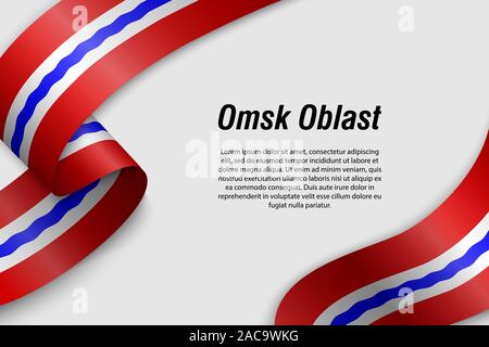 waving flag of Omsk Oblast is a region of Russia on transparent ...