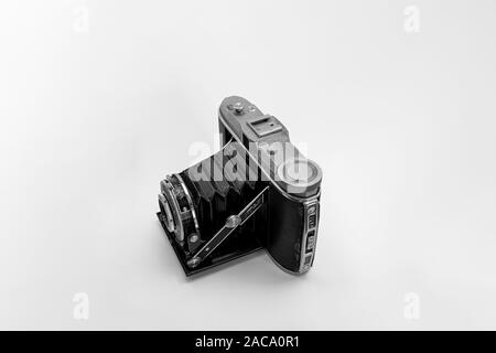 Nostalgic retro metal compact horizontal folding photo camera medium ...