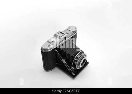 Nostalgic retro metal compact horizontal folding photo camera medium ...