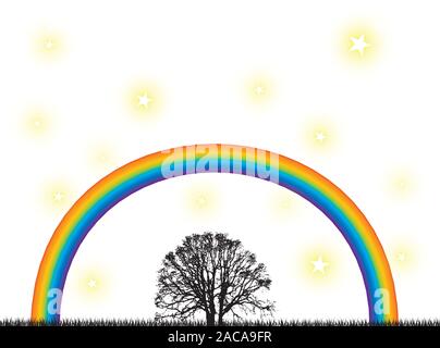 Rainbow Landscape Border Design Stock Photo - Alamy