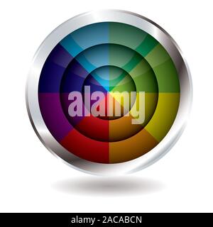 Target blue glossy ball web icon on white background. Round 3d render ...