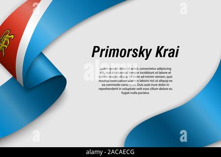 waving flag of Primorsky Krai is a region of Russia on transparent ...