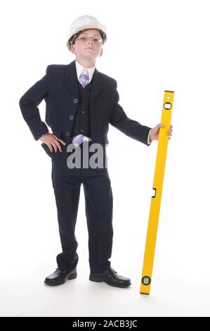 Small architect with spirit level Stock Photo - Alamy