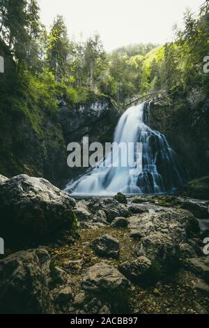 The majestic Gollinger Waterfall near Golling an der Salzach in Austria ...