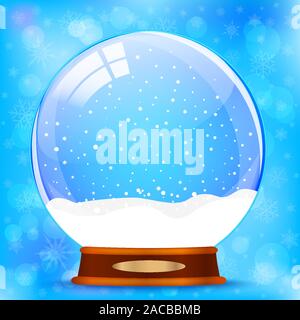 Crystal snow globe, glass winter magic ball vector. Isolated dome ...