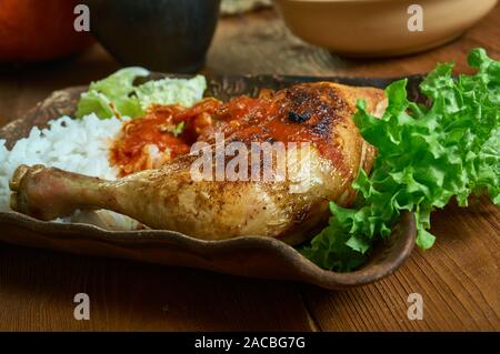 Moussaka , Moambe chicken Congolese cuisine, Traditional assorted ...