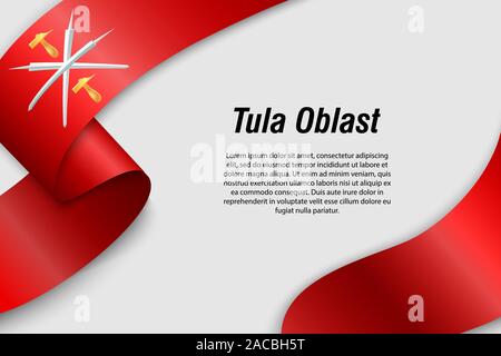 waving flag of Tula Oblast is a region of Russia on transparent ...