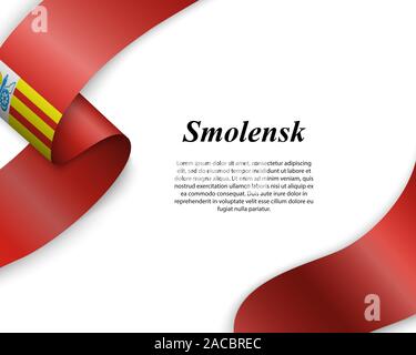 Waving ribbon or banner with flag of Smolensk Oblast. Region of Russia ...