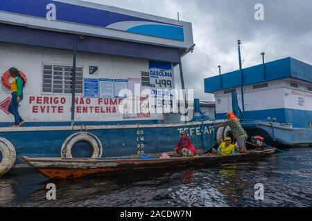 Vivid town of Tefé on Lake Tefé, Amazona River, Amazon State, Northern ...