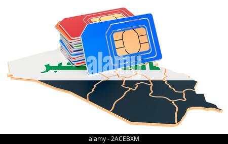 Mobile communications in Iraq, cell towers on the map. 3D rendering ...