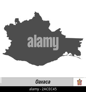High Quality map of Oaxaca is a state of Mexico, with borders of the ...