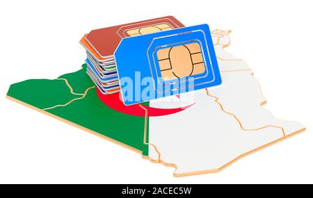 Mobile communications in Algeria, cell towers on the map. 3D rendering ...