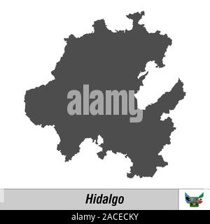 High Quality map of Hidalgo is a state of Mexico, with borders of the ...