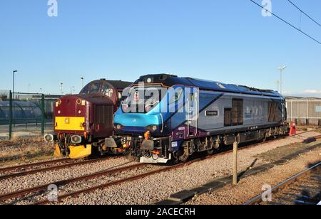 Class 68 diesel-electric loco, Direct Rail Services livery approaching ...