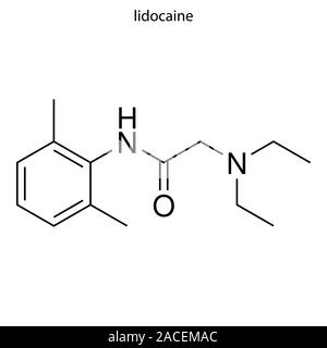 Skeletal formula of Lidocaine. Drug chemical molecule Stock Vector ...