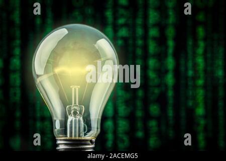 Classic light bulb. Matrix background Stock Photo - Alamy