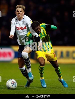 Preston North End's Brad Potts and West Bromwich Albion's Kyle Edwards ...