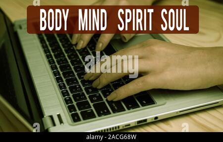 Text sign showing Body Spirit Soul Me. Business photo showcasing ...