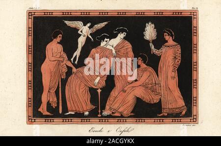 Costumes of ancient Greek queens from ancient vases. Two queens are ...