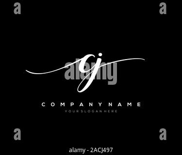 CJ Letter Signature Logo Template elegant design logo. Hand drawn ...