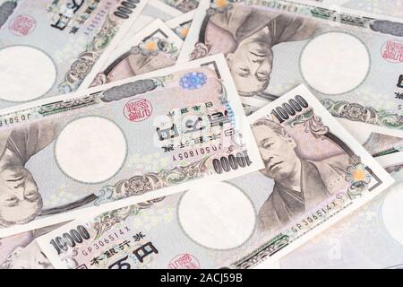 Japanese Yen (10000 Yen) banknote with Business man on white background ...