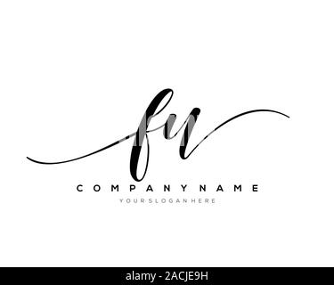 FU Letter Signature Logo Template elegant design logo. Hand drawn ...