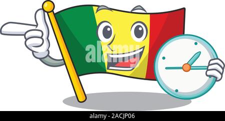 Smiling flag mali cartoon character style wearing Diving glasses Stock ...